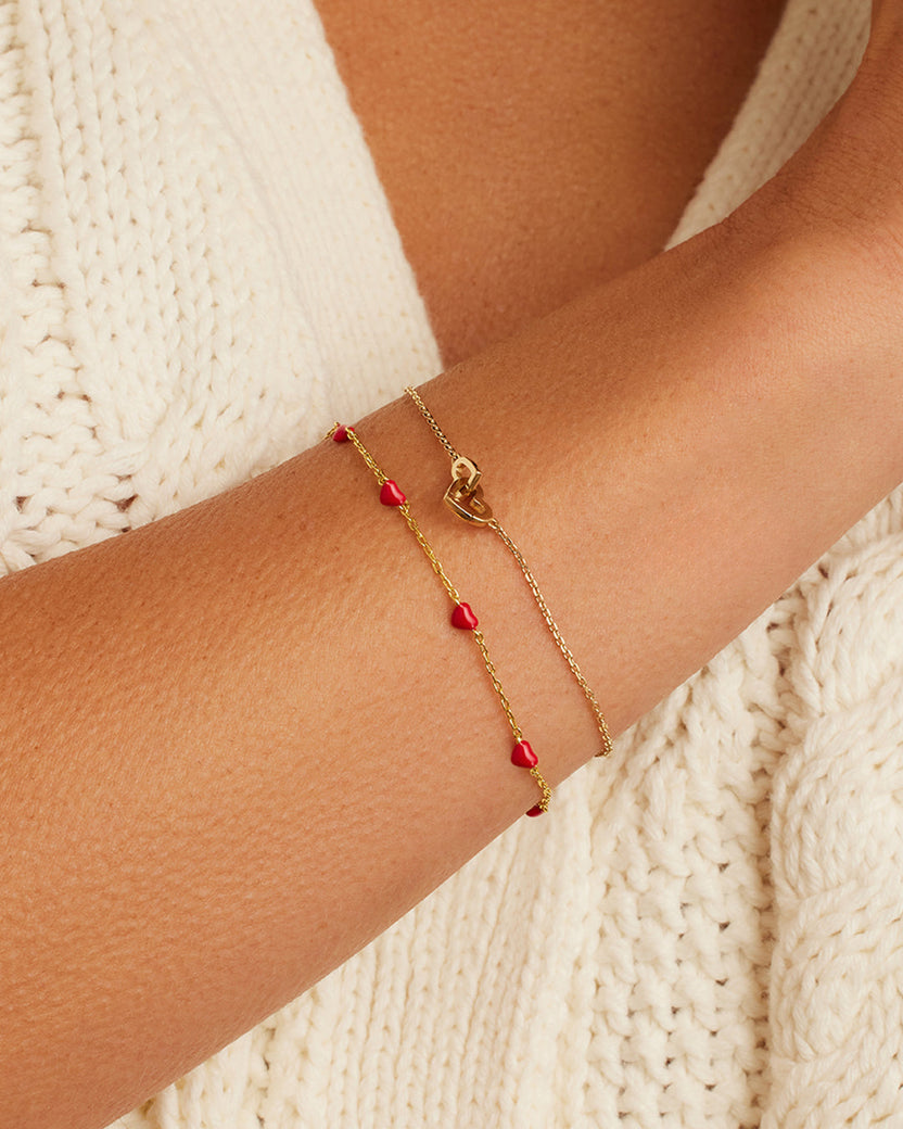 Red Heart Bracelet with Gold Chain | gorjana