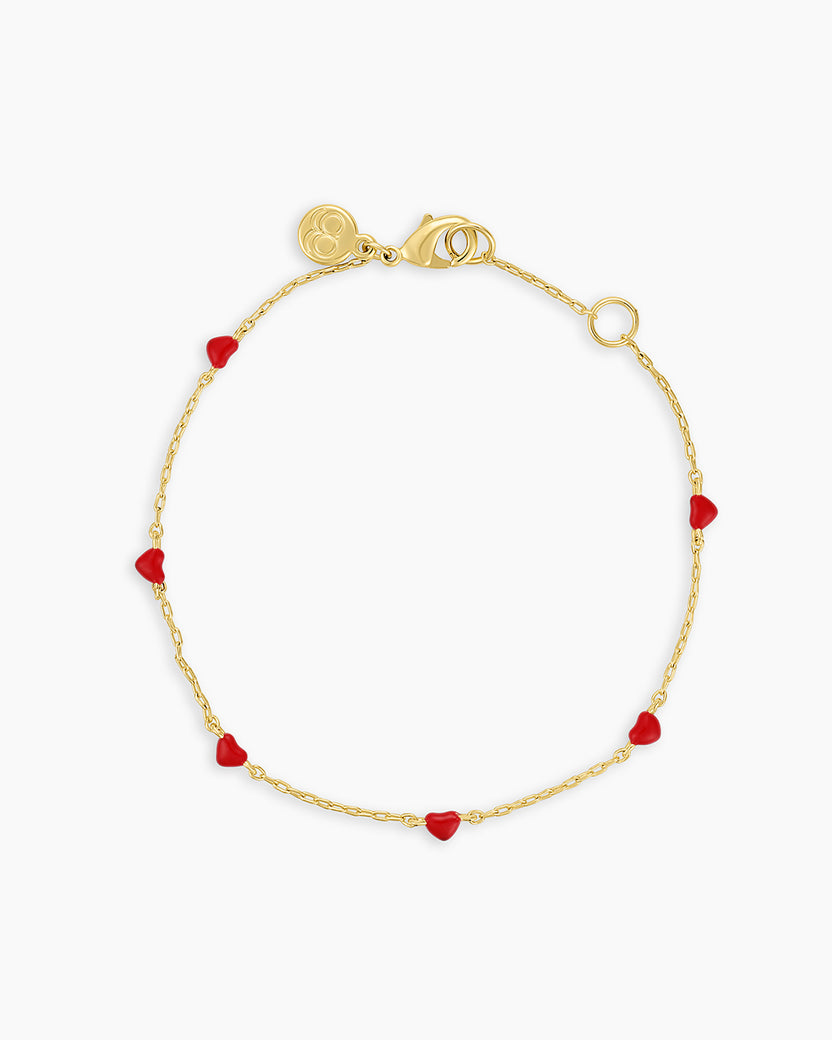 Red Heart Bracelet with Gold Chain | gorjana